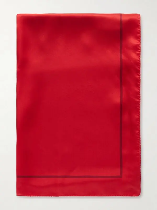 Saint Laurent Cassandre Printed Silk-satin Scarf - Red