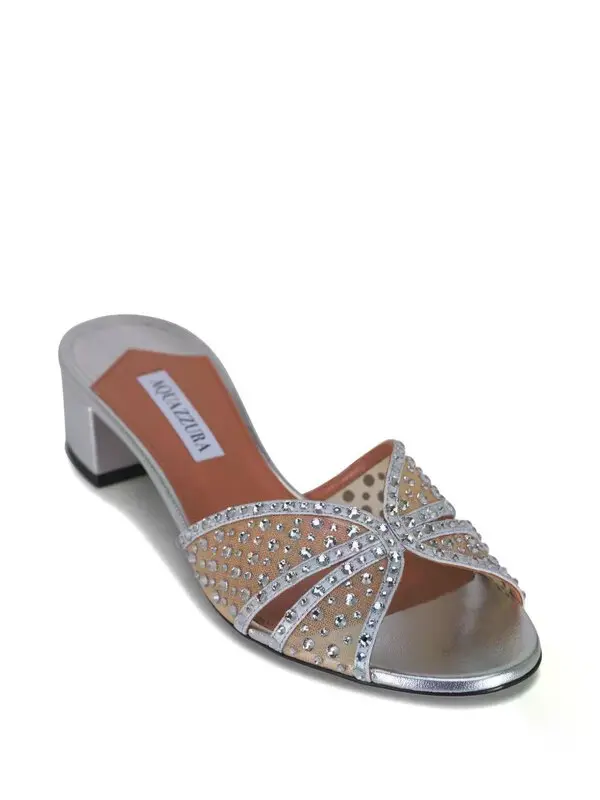 AQUAZZURA 35mm Crystal Lover Sandals - Silver