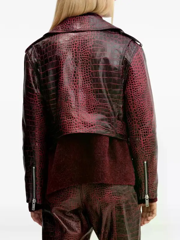 GESTUZ Crocodile-effect Biker Jacket