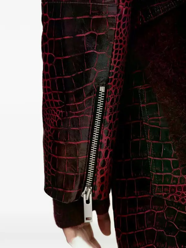 GESTUZ Crocodile-effect Biker Jacket