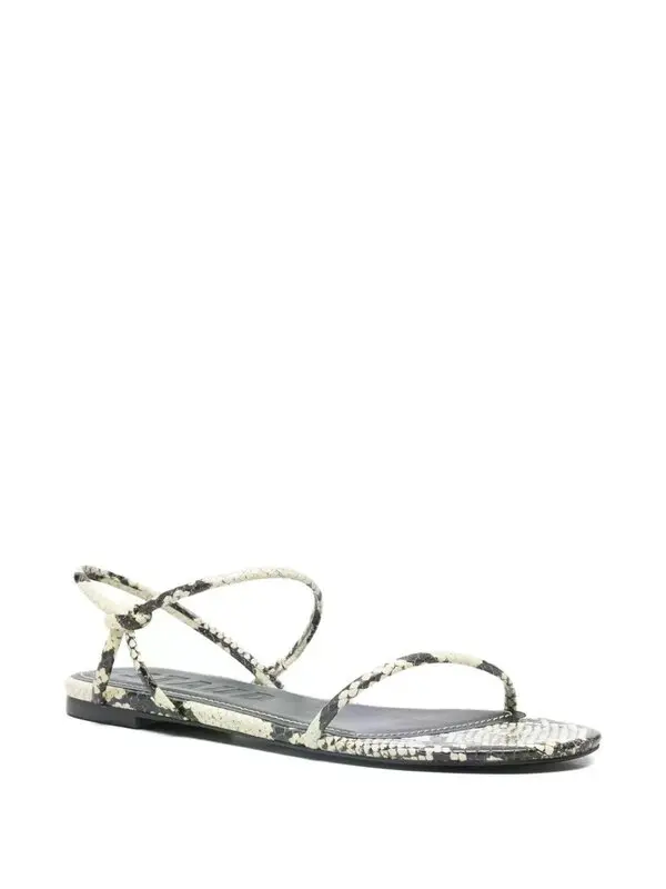Staud Laurel Snakeskin-print Sandals - White