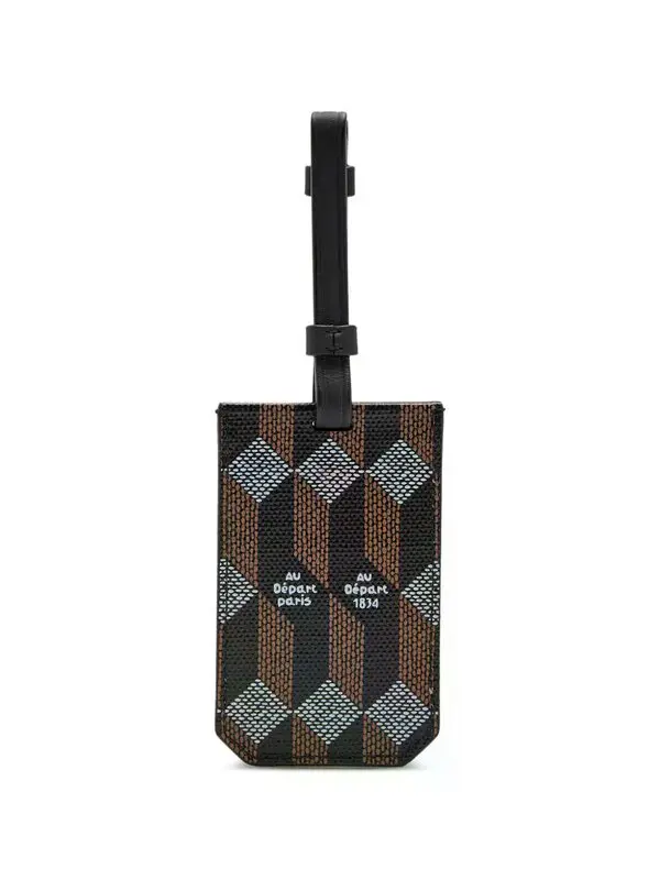 AU DEPART Geometric-print Luggage Tag - Black