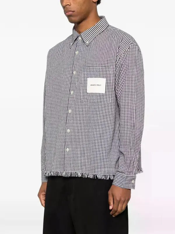 BRAM’S FRUIT Gingham-pattern Frayed Shirt