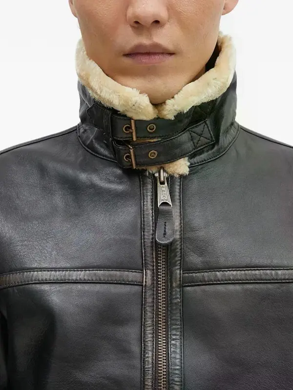 Alpha Industries Faux-fur-collar Leather Jacket