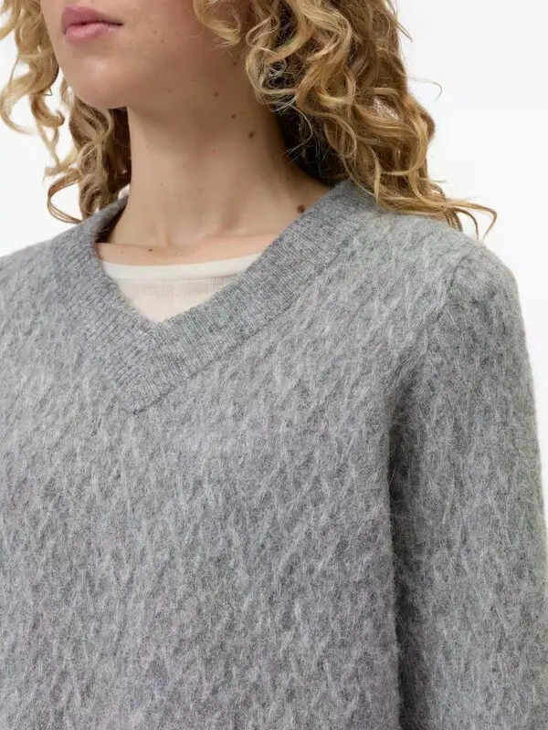 Closed Patterned V-neck Sweater