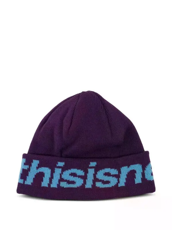 THISISNEVERTHAT Logo-intarsia Beanie - Purple