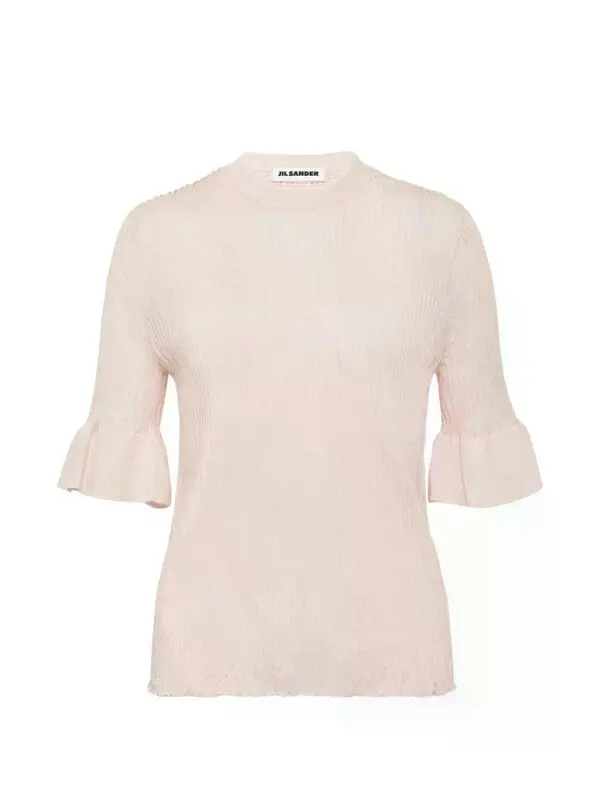 JIL SANDER Flounce-sleeved Metallic T-shirt