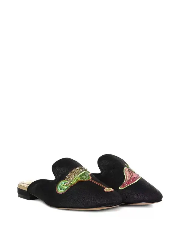 Kurt Geiger Embroidered Mules - Black