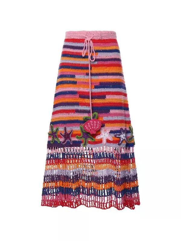 Celiab Venus Flared Crocheted Midi Skirt