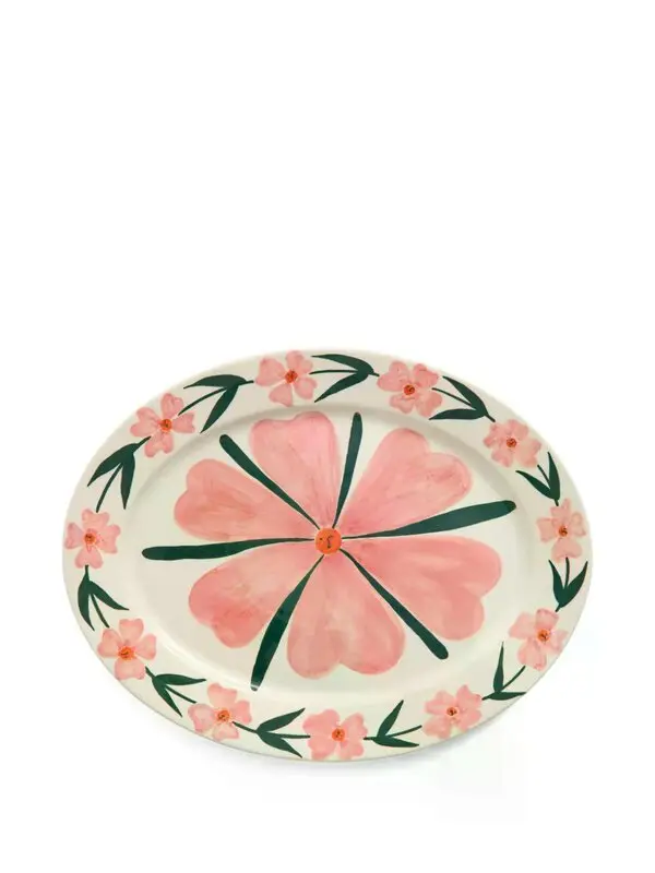 HAY La Pittura Floral-motif Oval Serving Plate - Neutrals