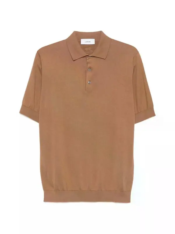 LARDINI Button Short-sleeve Polo Shirt - Brown