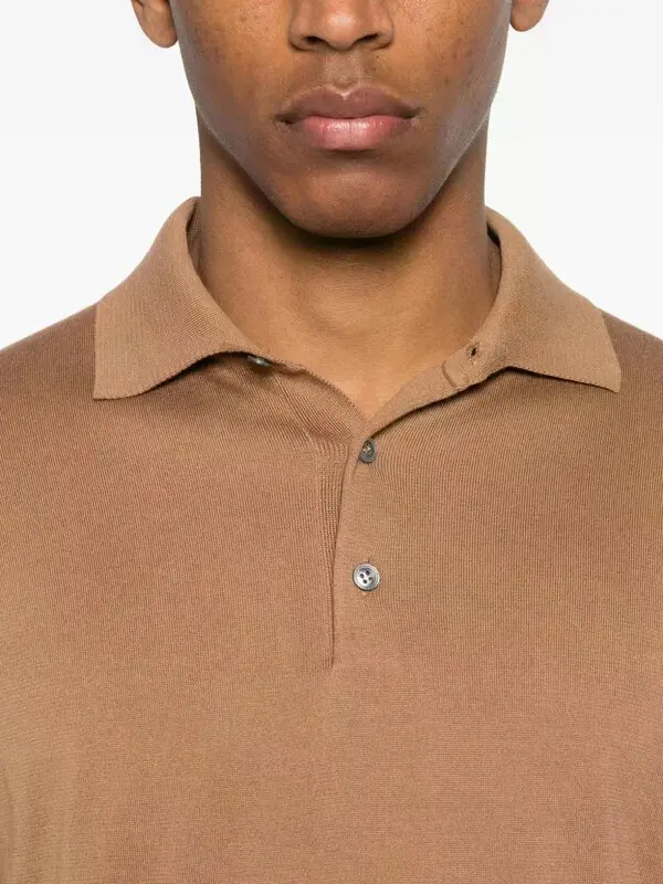 LARDINI Button Short-sleeve Polo Shirt - Brown