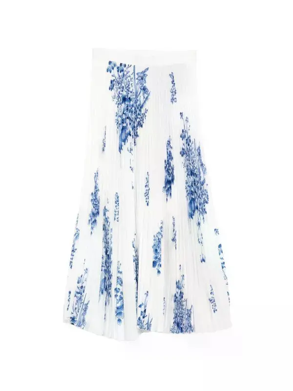 ENFOLD Floral Pleated Skirt - White