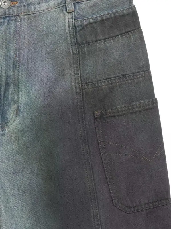 FENG CHEN WANG Indigo Denim Cargo Shorts