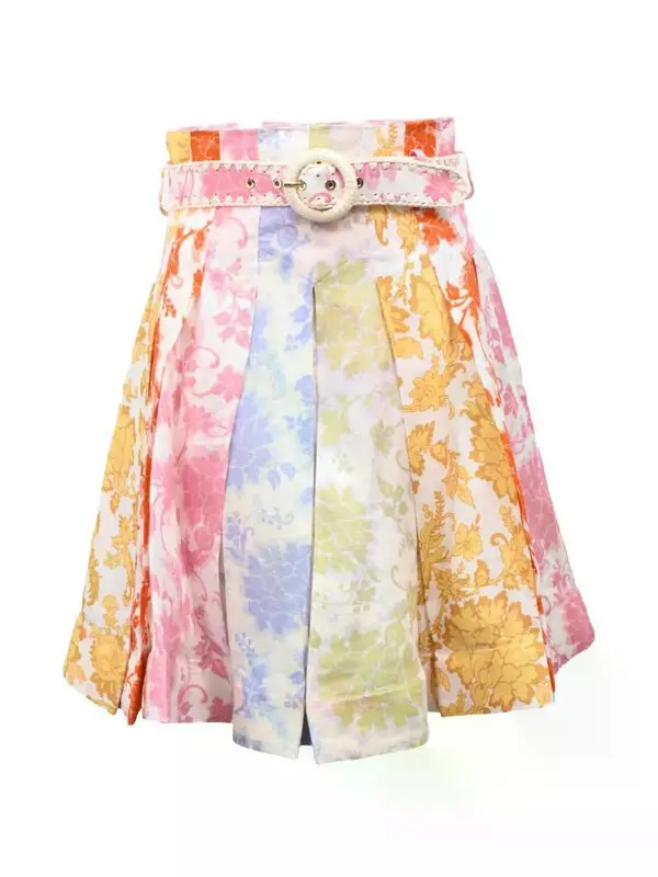 Zimmermann Floral-print Pleated A-line Skirt