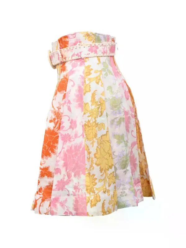 Zimmermann Floral-print Pleated A-line Skirt