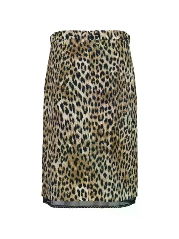 N°21 Animal-print Lace Trim Midi Skirt
