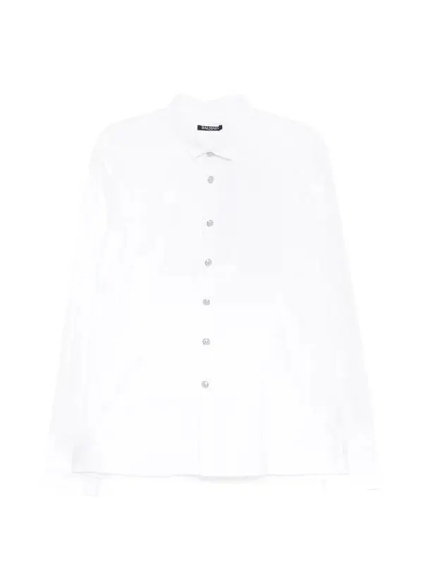 Balmain Striped Logo Button Shirt