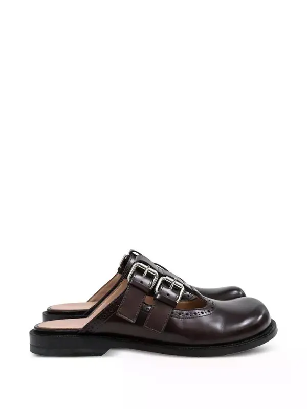 Loewe Campo Buckled Leather Mules - Brown