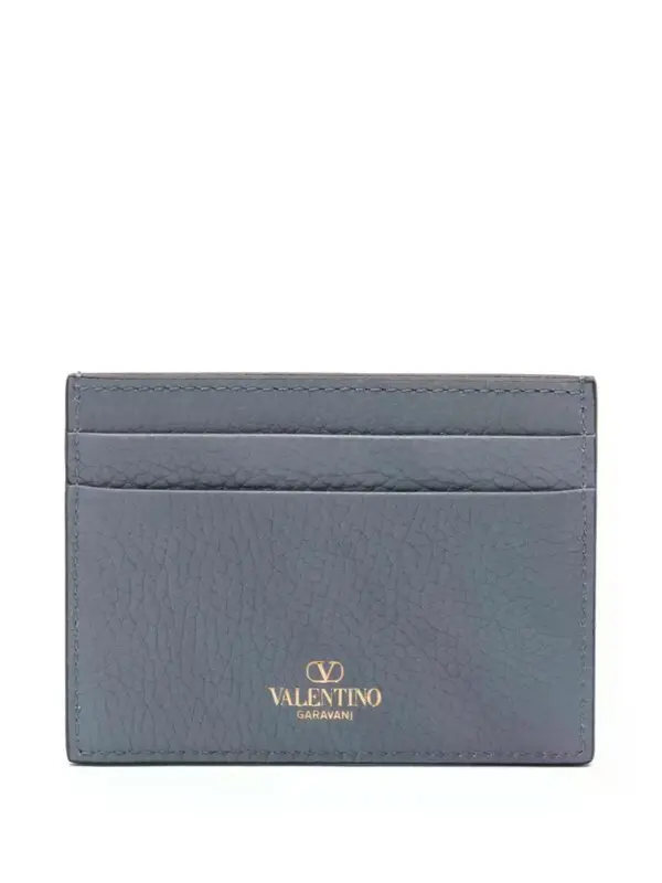 Valentino Garavani Rockstud Leather Card Holder - Grey
