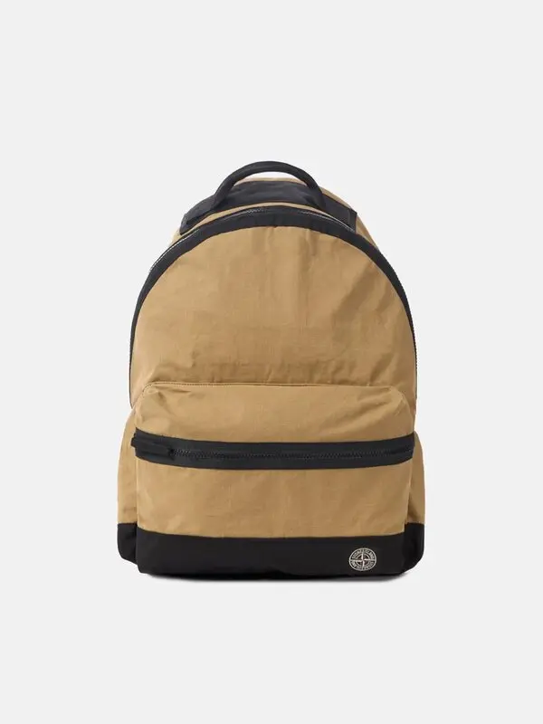Stone Island Backpack With Compass Logo - Beige