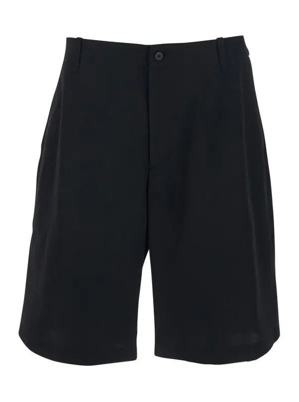 Jacquemus Le Short Camargue' Bermuda Pants With Wide Leg And Belt Loops In Wool - Black