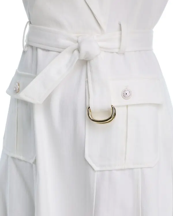 Cinq À Sept Sleeveless Collared Belted Denim Dress