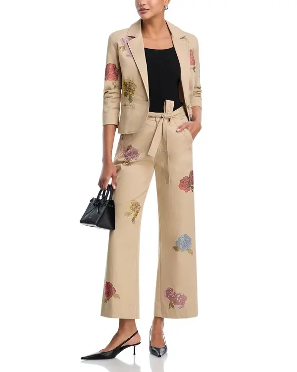 Cinq À Sept Heatset Roses Mylah High Rise Jeans - Khaki Multi