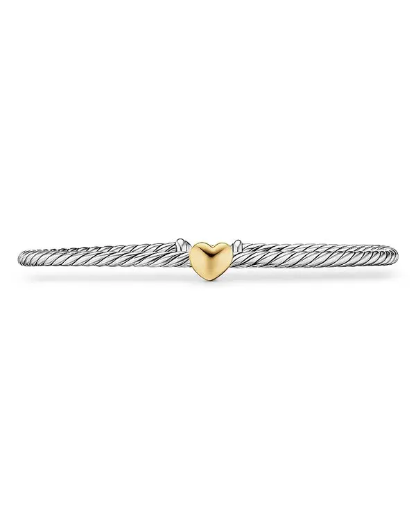 David Yurman Sterling Silver And 14k Yellow Gold Heart Bracelet - Gold/silver