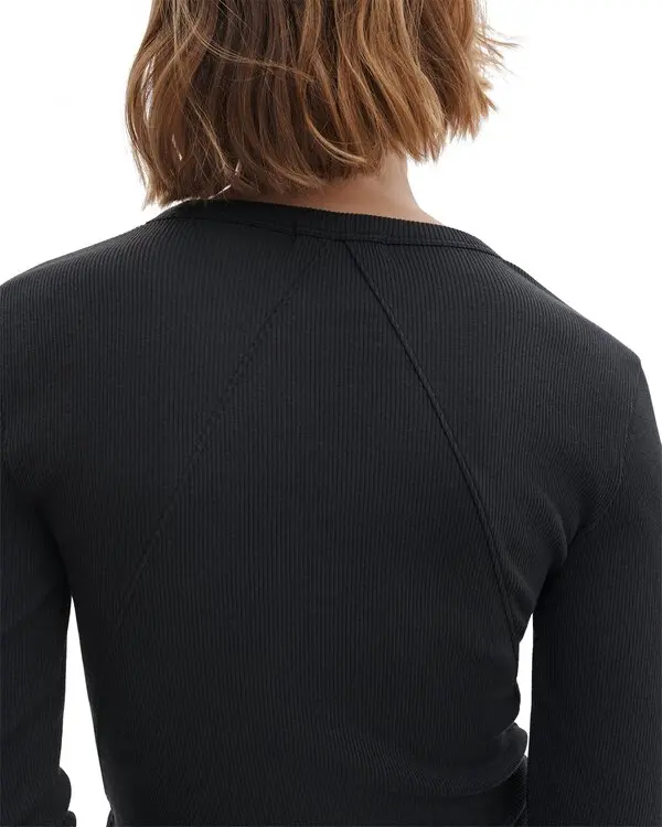 Rag & Bone Essential Rib Knit Crewneck Tee - Black