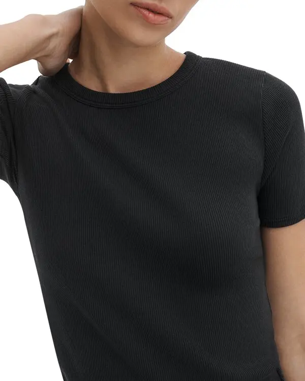 Rag & Bone Essential Rib Crewneck Tee - Black