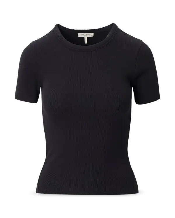 Rag & Bone Essential Rib Crewneck Tee - Black