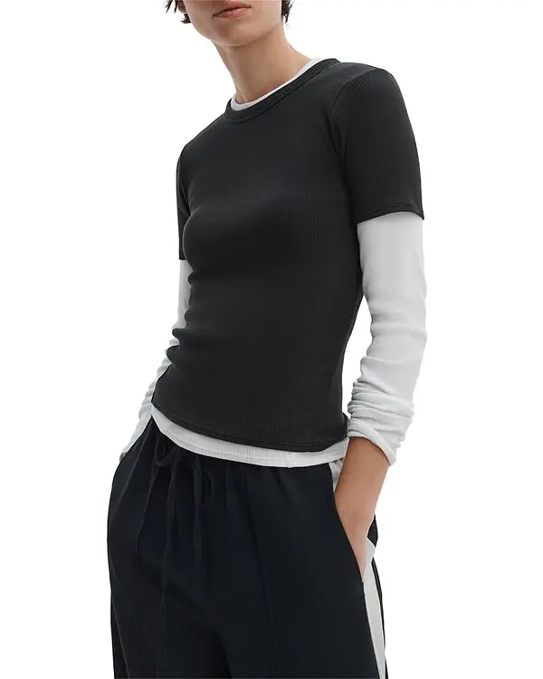 Rag & Bone The Essential Rib Crewneck Tee - Black