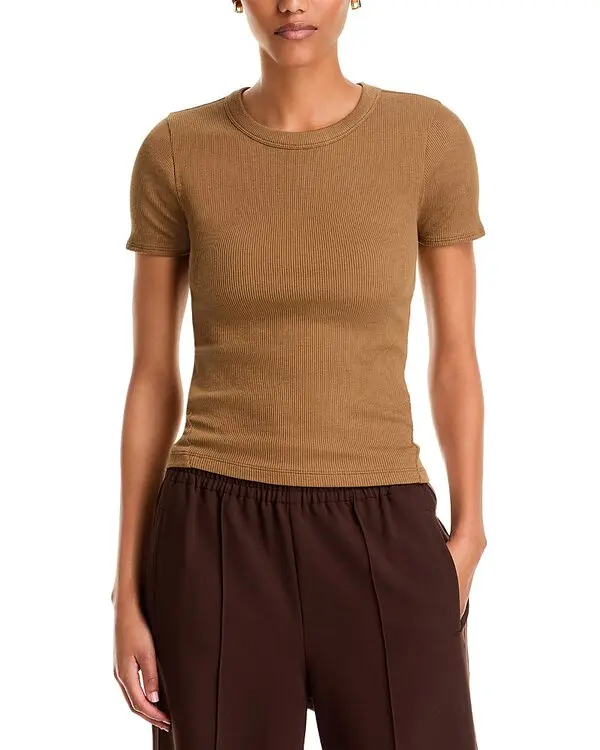 Rag & Bone Ribbed Crewneck T-shirt - Walnut