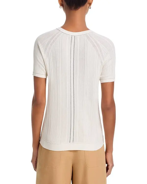Rag & Bone Ribbed Short Sleeve Knit Tee - Ivory