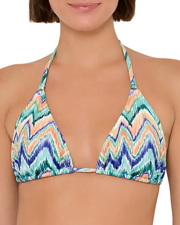 MILLY Topical Chevron Triangle Bikini Top - Tropical Multi
