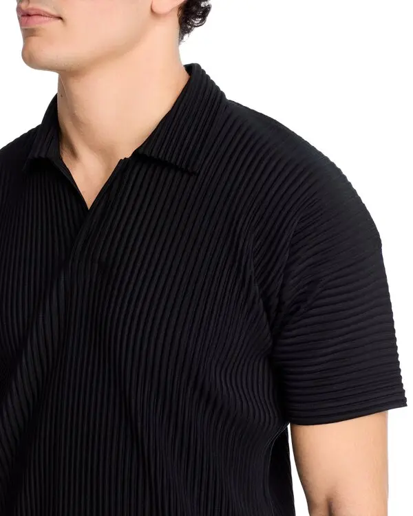Issey Miyake Basics Ribbed Polo Shirt - Black
