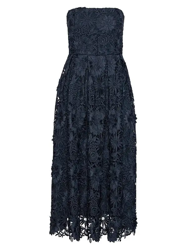ROTATE BY BIRGER CHRISTENSEN 3d Lace Midi Dress - Blue