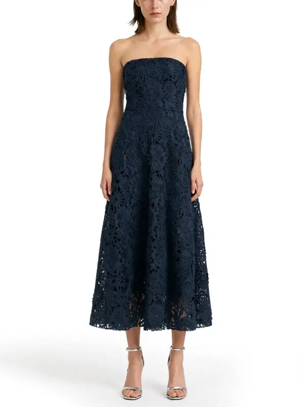 ROTATE BY BIRGER CHRISTENSEN 3d Lace Midi Dress - Blue