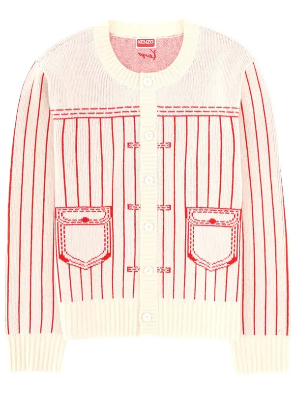 Kenzo Cardigan With Trompe L'oeil - White