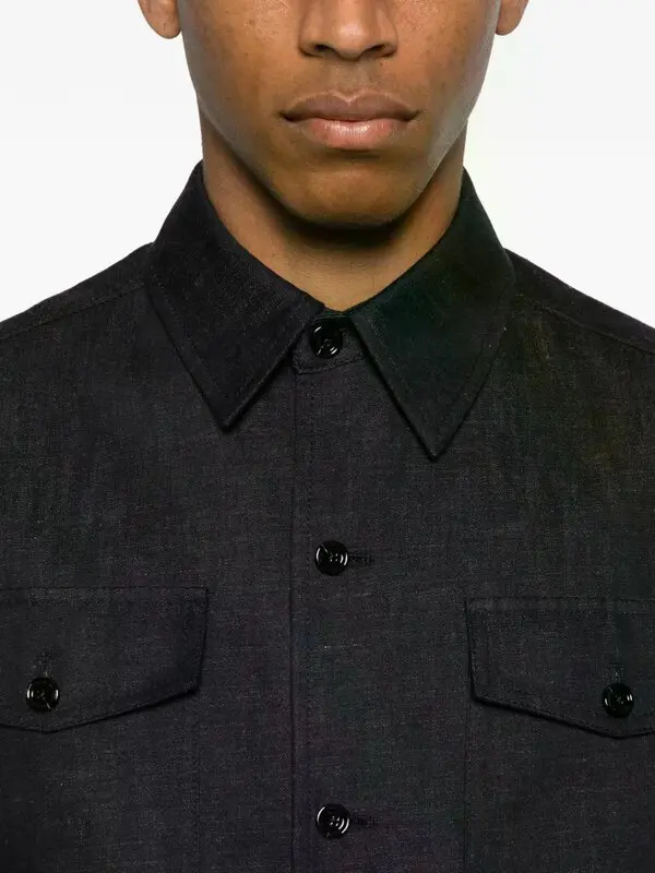 LARDINI Button Pocket Cotton Jacket - Black