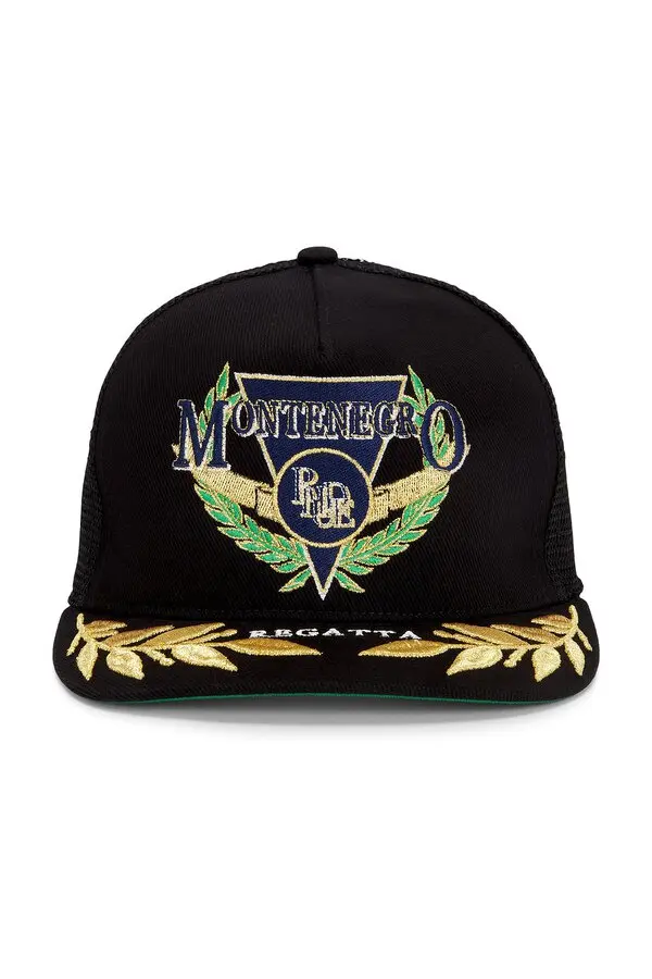 Rhude Montenegro Regatta Trucker Hat - Black  Navy  & Gold