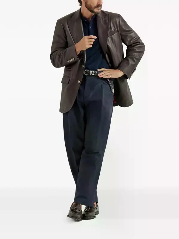 Brunello Cucinelli Pleated Panama Trousers - Blue
