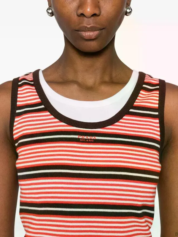 Prada Striped Sleeveless Top