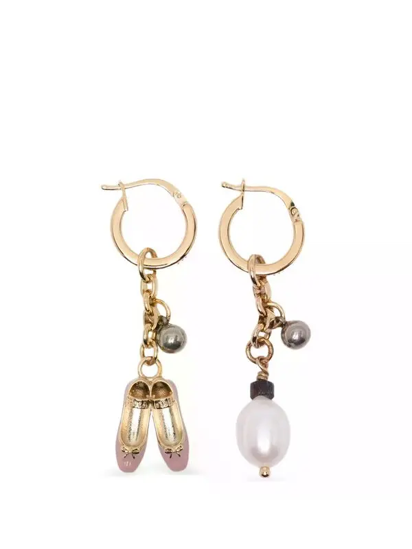 Miu Miu Enamel And Pearl Pendant Earrings - Gold