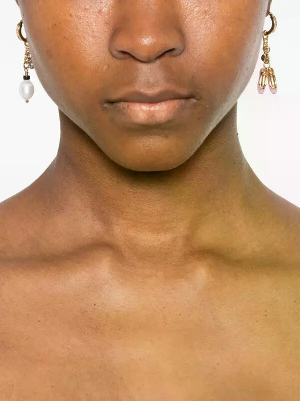 Miu Miu Enamel And Pearl Pendant Earrings
