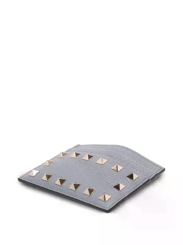 Valentino Garavani Rockstud Leather Card Holder - Grey