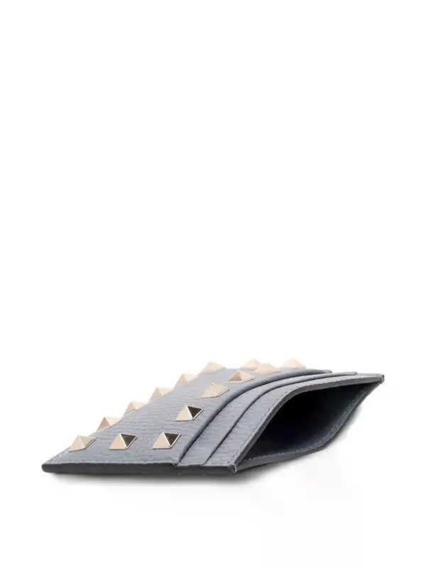 Valentino Garavani Rockstud Leather Card Holder - Grey