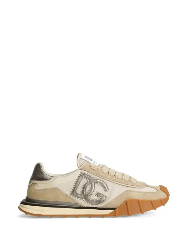 Dolce & Gabbana Dg Athletic Fabric And Suede Sneakers Shoes - Beige