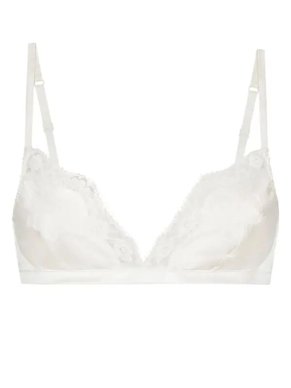 Dolce & Gabbana Soft-cup Satin Bra With Lace Detailing - White